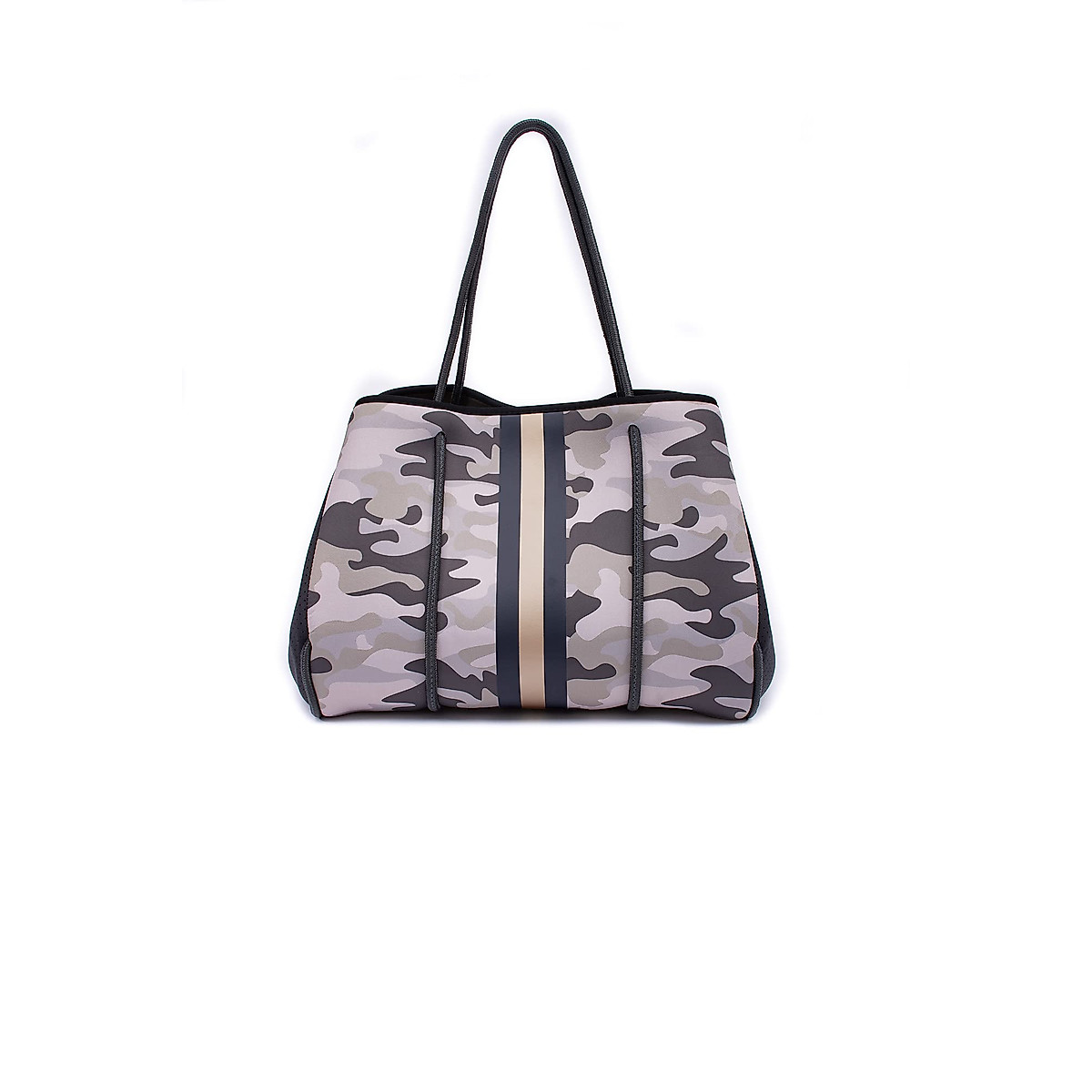Greyson Safari Tote by Haute Shore, Green Camo W/Black & Gold Stripe, One size