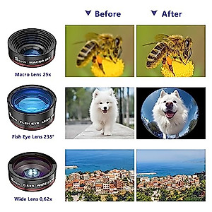 Phone Camera Lens Kit 7 in 1, Selvim 22X Telephoto Lens+235 Fisheye Lens+25X Macro Lens+0.62X Wide Angle Lens, Cell Phone Lens Kits Compatible with iPhone 12 11 10 8 7 6 6s Plus XS XR Samsung Android