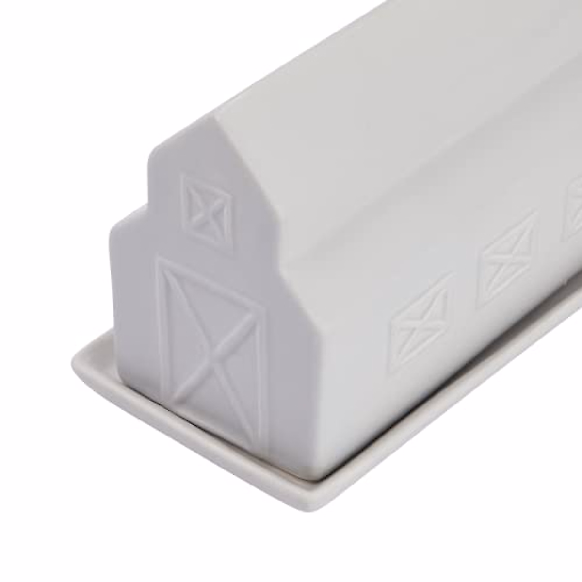 Creative Co-Op Matte Stoneware Barn Butter Dish Food Storage, 1 Pack, White