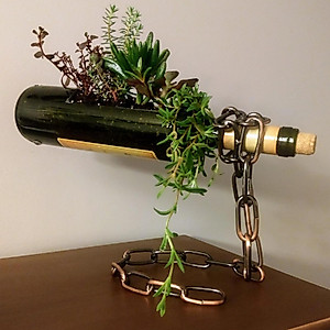 Tabletop Single Wine Bottle Holder, Creative Suspending Chain Rack Bronze Wine Rack Wine Holder Novelty Gift for Kitchen Home Table Decor, Perfect Wine Gifts and Accessories for Wine Lovers (Bronze)