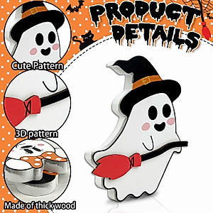 Cute Ghost Halloween Decorations Ghost Halloween Table Decorations 4Pcs Halloween Spooky White Ghost Wooden Sign Pumpkin Black Cat Bat Table Centerpiece for Halloween Home Decor