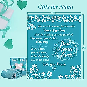 Best Nana Ever Blanket Gift for Nana - Wonderful Blankets for Granny with Thick Double Layered Fleece and Sherpa Blanket Fabric | Wholesome I Love You Nana Gifts from grandchildren Teal 50x60