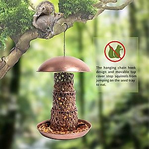 VGHELO Wild Bird Feeders for Outdoors Hanging, Metal Copper Bird Seed Feeders, Unique Hanging Bird Feeder for Backyard and Garden Decor