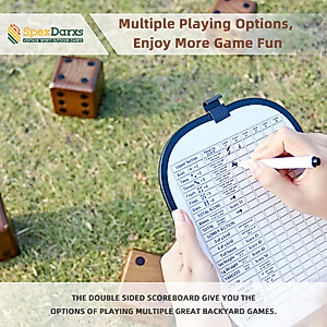 SpexDarxs Giant Yard Dice Set, 3.5’’ Large Wooden Dices Game with Scoreboard & Carrying Bag, Indoor & Outdoor Backyard Lawn Games for Teenage Adult and Family