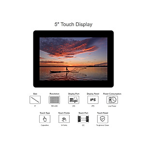 5inch IPS Touch Screen Display for Raspberry Pi, DSI Interface, 800×480 Resolution, Capacitive Touch Panel, Supports Raspberry Pi OS/Ubuntu/Kali / WIN10 IoT and Retropie, up to 5-Points Touch