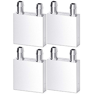 DIYhz Aluminum Water Cooling Block, Liquid Water Cooler Heat Sink System for PC Computer CPU Graphics Radiator Heatsink Endothermic Head Silver 2pcs(40mm x 40mm x 12mm)4