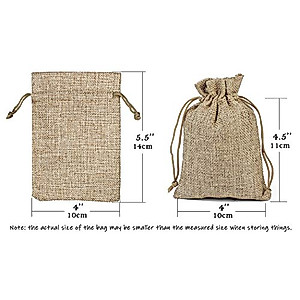 Hapdoo Lot of 100 Burlap Bags with Drawstring Gift Bags Jewelry Pouches Sacks for Wedding Party and DIY Craft, 5 x 3.5 Inches