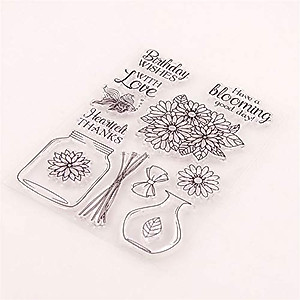 Stamps and Dies for Card Making, DIY Scrapbooking Arts Crafts Stamping, Metal Cutting Dies Stamps Arts Supplies, Clear Silicone Stamps for Gifts Vase