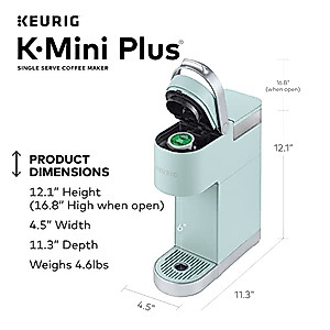 Keurig K-Mini Plus Coffee Maker, Single Serve K-Cup Pod Coffee Brewer, 6 to 12 oz. Brew Size, Stores up to 9 K-Cup Pods, Misty Green (Renewed)