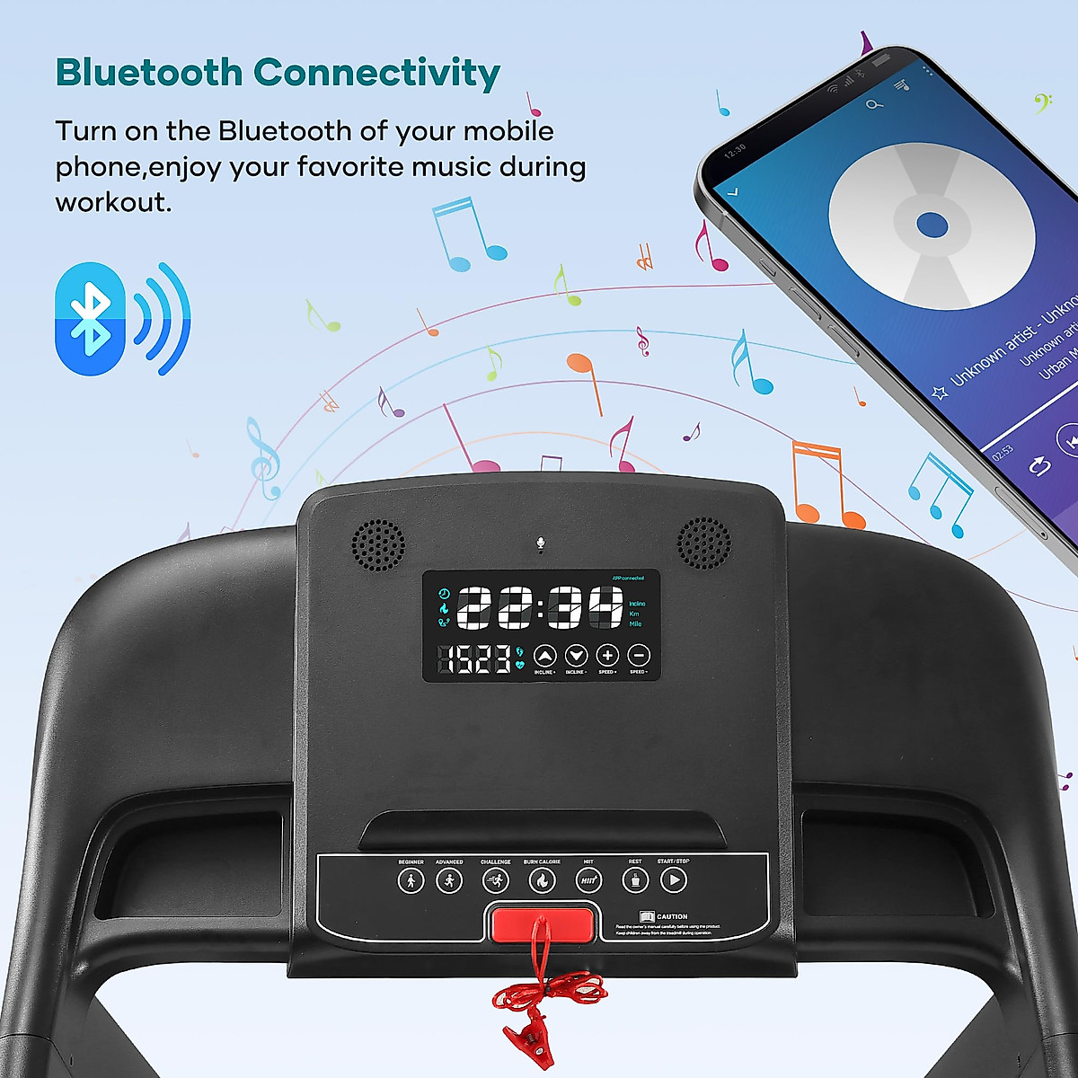 Treadmill with 15% Auto Incline 17.5'' Foldable Treadmill with Bluetooth Speaker Control Treadmill with Incline 5 Pre-Set Training Programs LCD Monitor 8.5 MPH Treadmills for Home Office Gym Use