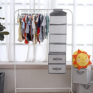 Minnebaby 42-Piece Nursery Organizer Storage Closet Set, Chevron Pattern, Grey