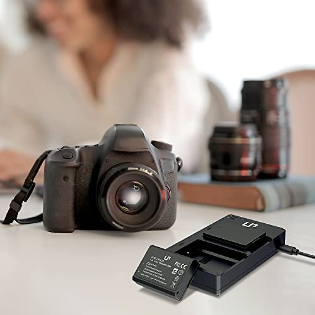 LP-E10 Battery Charger Pack, LP 2-Pack Battery & Dual Slot Charger, Compatible with Canon EOS Rebel T7, T6, T5, T3, T100, 4000D, 3000D, 2000D, 1500D, 1300D & More (Not for T3i T5i T6i T6s T7i)