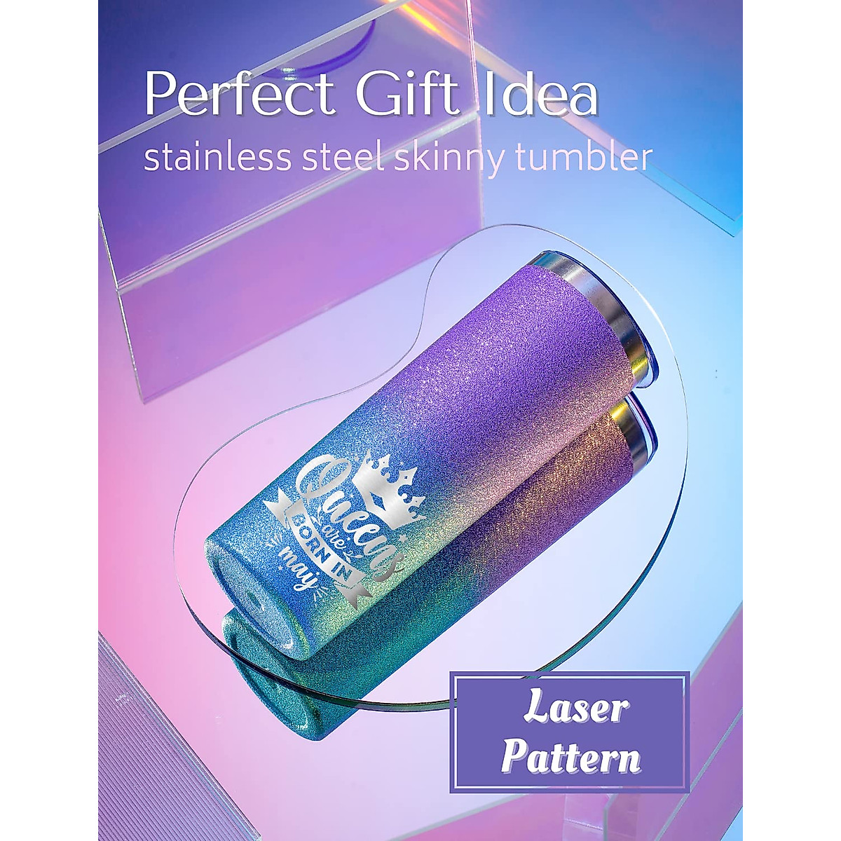 Onebttl Birthday Gifts for Women, Her, Girlfriend, Mom, Best Friends, Aunt, 20oz Stainless Steel Skinny Tumbler with Lid and Straw, Queens are Born in October - Rosegold