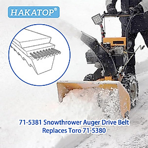 71-5381 Snowthrower Auger Drive Belt Replaces Toro 71-5380, Murray 37X132, 760928MA (3/8" X35")