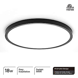 TALOYA LED Flush Mount Ceiling Light 5000k 8.9inch Round Black 18w=180w(Equivalent) Simple Lamp for Bedroom Hallway Kitchen Gallery Low Ceilings Areas