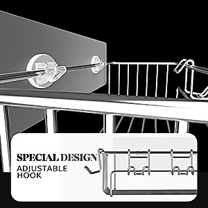 HOMOH Adhesive Shower Caddy, Bathroom Basket Shelf with Soap Dish and Hooks Wall Mounted No Drilling Rustproof Storage Organizer Racks for Bathroom, Toilet, Kitchen - 2 Pack