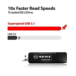 SEKC 256GB USB3.1 Flash Drive, Read Speed up to 130MB/s, Black - SDA20256G