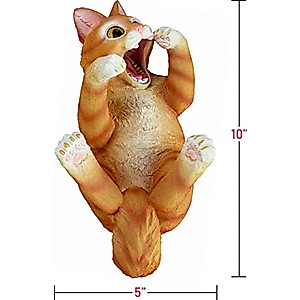 World of Wonders Orange Tabby Cat Decorative Wine Bottle Holder | Wine Bottle Holder for Cabinet | Cat Mom Wine Accessories | Cat Statues Resin Table Top Wine Holders - 9"