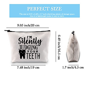 Dentist Gift Dental Hygienist Gift Dental Assistant Gift I’m Silently Judging Your Teeth Dental Graduation Zipper Pouch bag (Judging Your Teeth Bag)