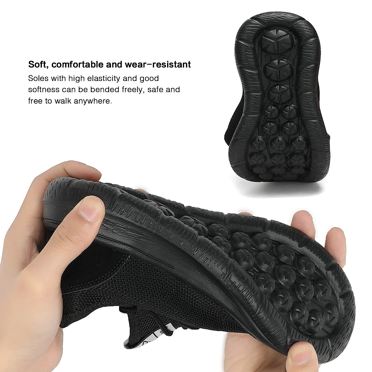 KEEZMZ Men's Running Shoes Fashion Breathable Sneakers Mesh Soft Sole Casual Athletic Lightweight All Black-44