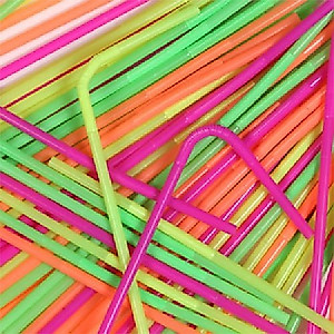 Neon-Colored Super Flexible Straws, 80 Count