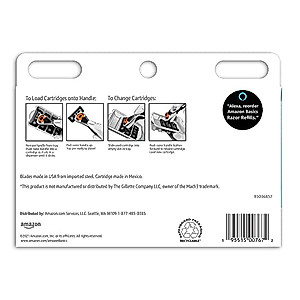 Amazon Basics 3-Blade Razor Refills for Men with Dual Lubrication, 12 Cartridges (Fits Amazon Basics Razor Handles only) (Previously Solimo)