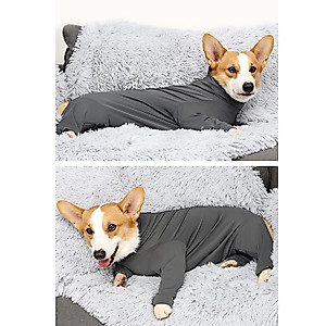 HDKUW Dog Recovery Suit, Dog Shedding Suit Onesie, After Surgery Dog Shirt, E Collar Alternative Anxiety Calming Shirt for Dog Gray XL