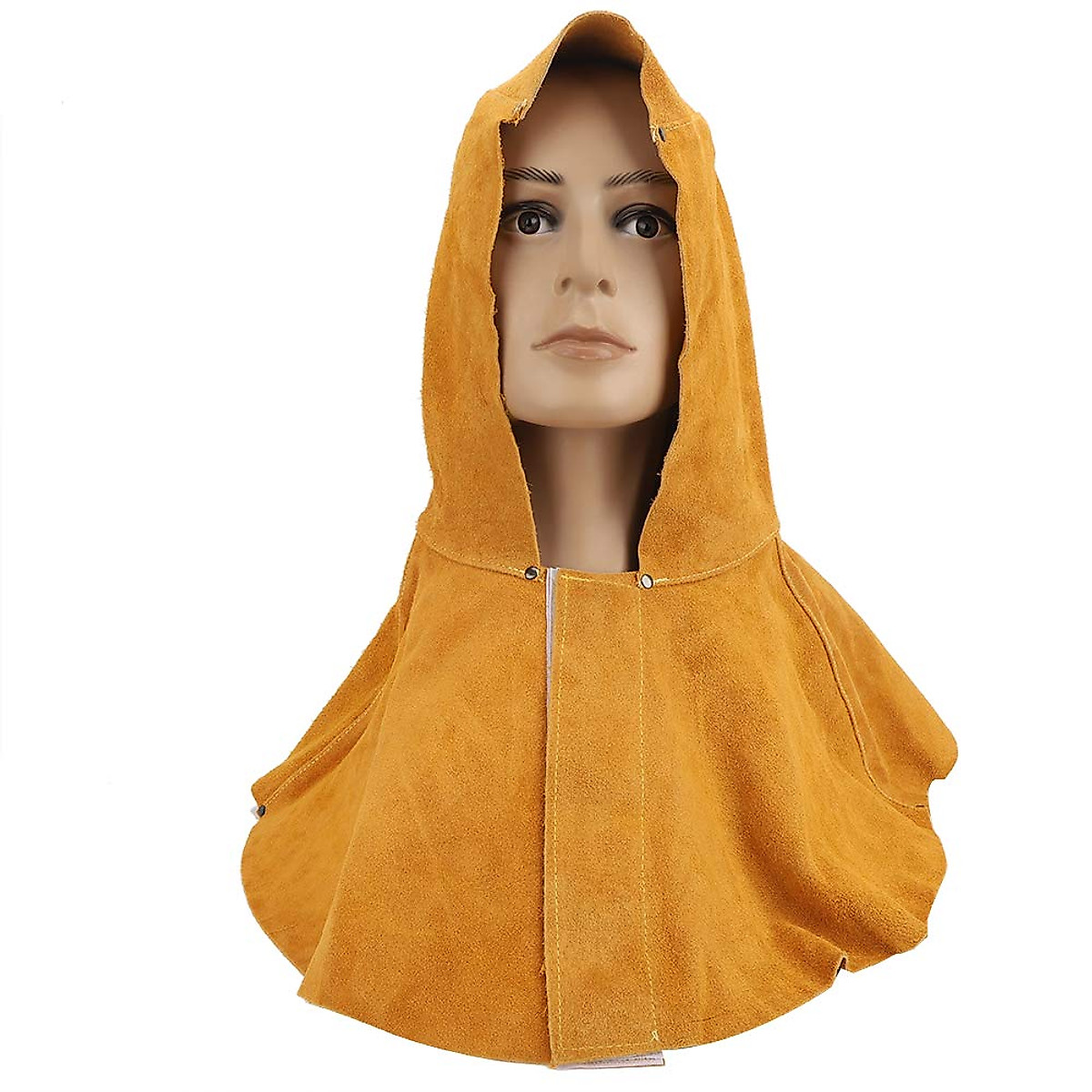 Welder Hood, Yellow Cowhide Heat Insulation Neck Face Protection, Welding Helmet Safety Mask for Splashing Proof And Heat Resistant