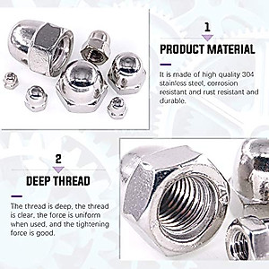 100Pcs 304 Stainless Steel Serrated Metric Acorn Cap Nuts Hex Dome Cap Assortment Kit, 7 Sizes - M3 M4 M5 M6 M8 M10 M12