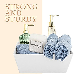 22 Pcs Small Gift Baskets Bulk 8 x 6 x 3 Inch Baskets for Gifts Empty Sturdy Wedding Gift Basket with Handles Storage Cardboard Tray for Christmas (White)