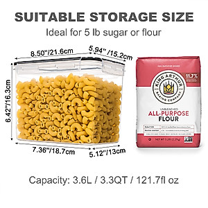 PANTRYSTAR Medium Food Storage Containers with Lids Airtight 3.6L /121.7Oz, for Flour, Sugar, Baking Supply and Dry Food Storage, 3PCS BPA Free Plastic Canisters for Kitchen Pantry Organization