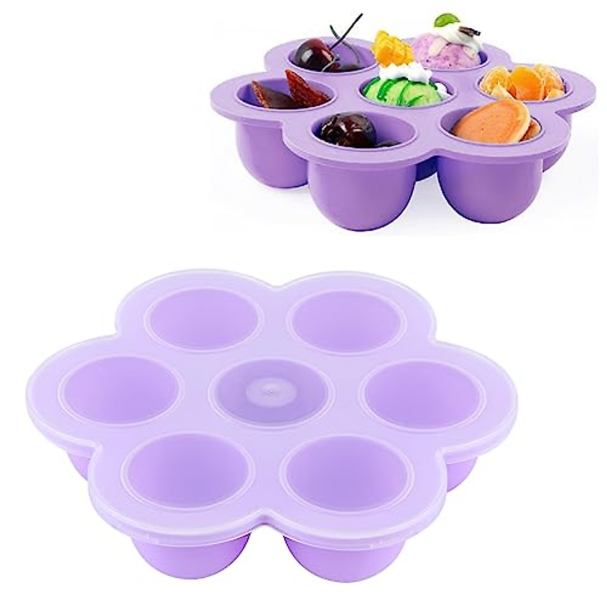 YYQTGG Food Freezer Mold, Ice Trays with Lid Food Freezer Container Food Freezer Tray New(Purple)