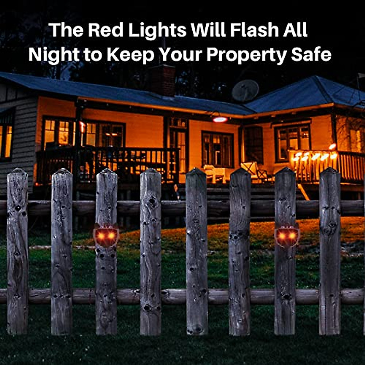 4 Pack Solar Animal Repeller Outdoor with Red LED Lights, Night Guard Animal Predator Repellent for Scares Raccoon Skunk Coyote Deer Repellent for Yard Chicken Coop Garden Farm Protection