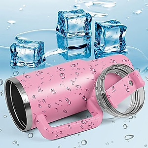 LSVUQED 40 oz Tumbler with Handle and Straw Lid, Insulated Reusable Stainless Steel Travel Mug Keeps Drinks Insulation up to 12 Hours, Leakproof Bottle for Water, Tea or Coffee and More.(Hot Pink)