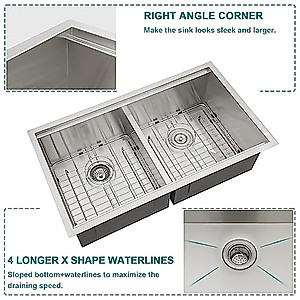 30 Undermount Sink Double Bowl - Lordear 30 Inch Kitchen Sink Ledge Workstation Double Bowl 50/50 Low Divide 16 Gauge Stainless Steel Undermount Kitchen Sink
