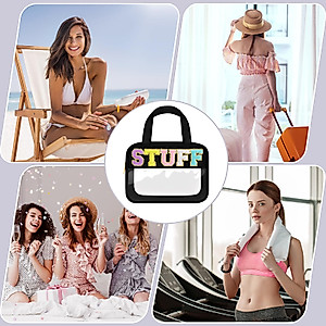 SIMBOOM Clear Letter Makeup Bag, Black, L Size, Clear Bag