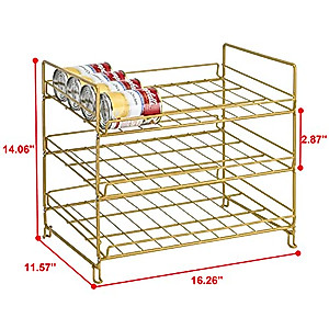 2 Pack- SUFAUY Can Rack Organizer, Stackable Can Storage Dispenser Holds up to 72 Cans for Kitchen Cabinet or Pantry, Gold