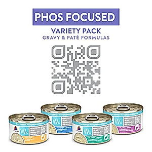 Weruva Wx Phos Focused, Pate & Gravy Formulas Variety Pack, 3oz Can (Pack of 12)