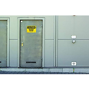 NMC C135R OSHA Sign, Legend "CAUTION - DO NOT ENTER", 10" Length x 7" Height, Rigid Plastic, Black on Yellow