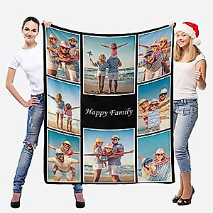 Custom Blankets with Photos Collage Cozy Super Soft Warm Comfortable Blanket – Use Photos from Your Wedding, Birthday, Cats, Dogs, Pets, Children, Vacation 60x50inch