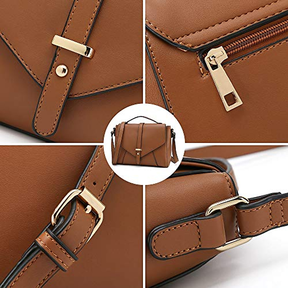 Ladies Designer Purses Cross Body Handbags Trendy Bags for Women Shoulder Bags (Brown)