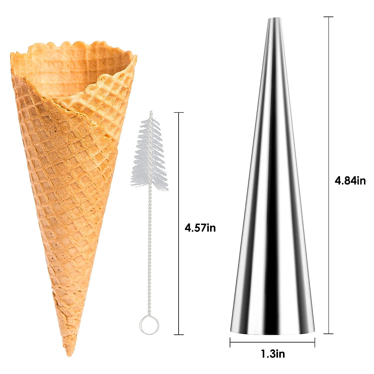 Cream Horn Molds 16pcs Large Size 4.7 inch Baking Cones Stainless Steel Roll Horn Forms Conical Danish Pastry Croissant Cones Moulds