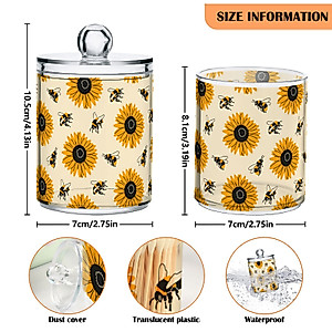 Plastic Jars with Lids,Orange Sunflower Bee Bulk Pack Storage Containers Wide Mouth Airtight Canister Jar for Kitchen Bathroom Farmhouse Makeup Countertop Household,Set 2
