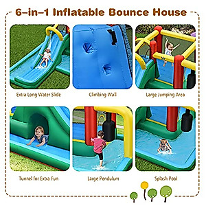BOUNTECH Inflatable Water Slide, Water Bounce House Combo for Kids Outdoor Fun with Splash Pool, Climbing Wall, Water Park, Blow up Waterslides Inflatables for Kids and Adults Backyard Party Gifts