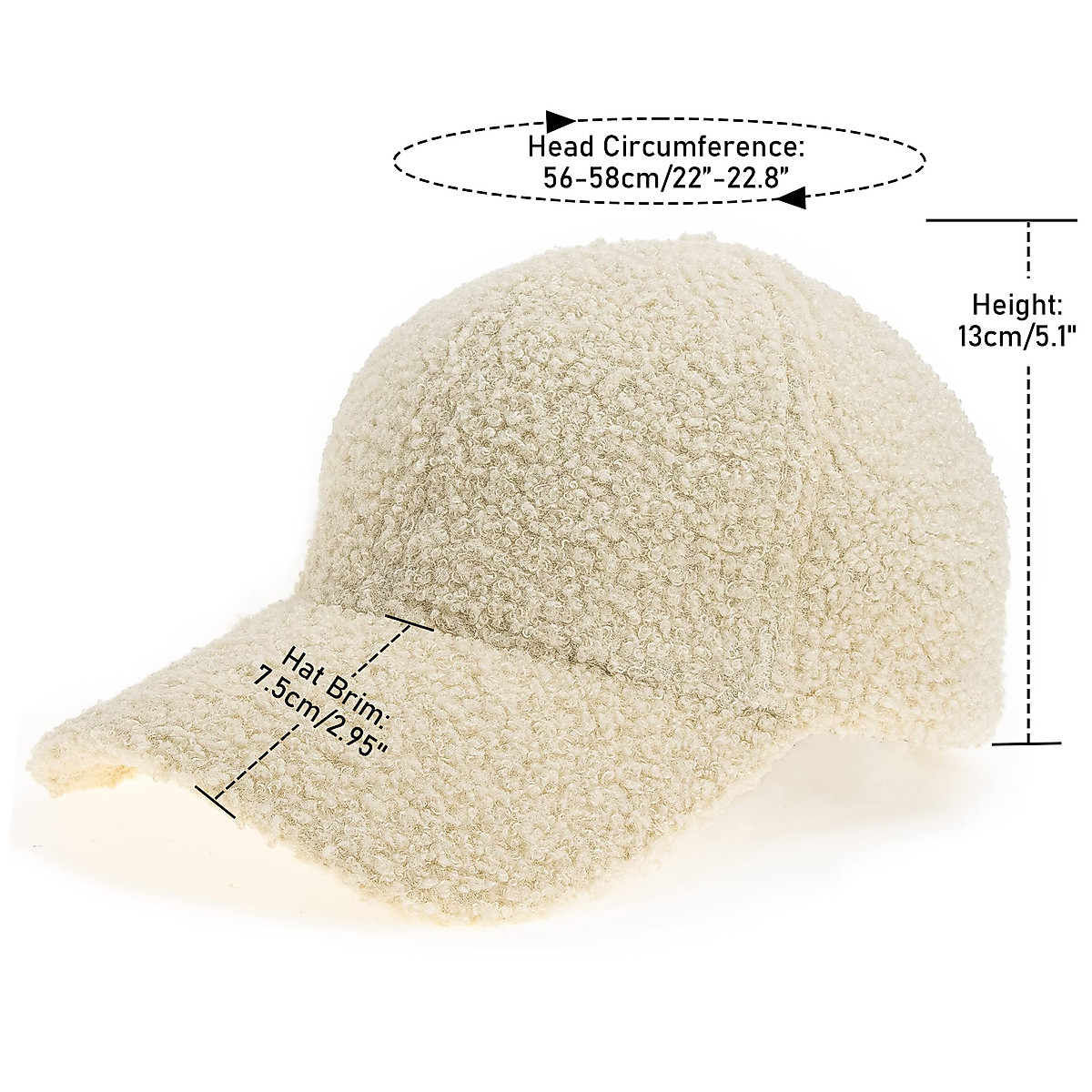 Lamb-Wool Baseball-Caps Warm-Winter Teddy-Fleece Hip-Hop Cap for Men Women Outdoor Travel Beige