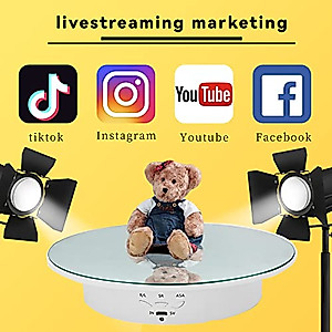 Motorized Rotating Display Stand, Electric Rotating Turntable Velvet Covered 360 Degree for Figure, Photography, Jewelry Product Operated Video Show, Max Load 17.6lb/7.88in, With 5 Free Mats (Black).