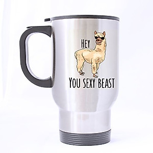 You Sexy Beast Cute Alpaca Llama Gift for Boyfriend/girlfriend- Funny Travel Mug 14oz Coffee Mugs or Tea Cup Cool Birthday/christmas Gifts for Men,women,him,boys and Girls