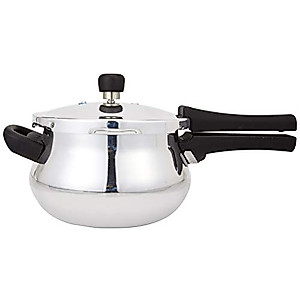 Prestige PRDAH3.3 Deluxe Plus 3.3-Liter New Flat Base Aluminum Pressure Handi for Gas and Induction Stove, Small, Silver