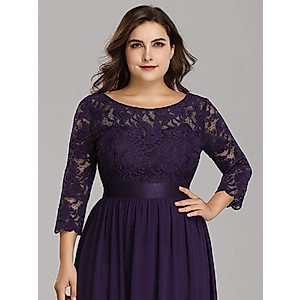 Ever-Pretty Womens Plus Size Lace Evening Formal Dress Elegant Lace Dresses Dark Purple US 20