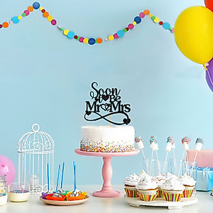 Helewilk Soon to Be Mr & Mrs Cake Topper, Just Married, Bride and Groom, Glittery Happy Wedding Day Party Deocrations Supplies